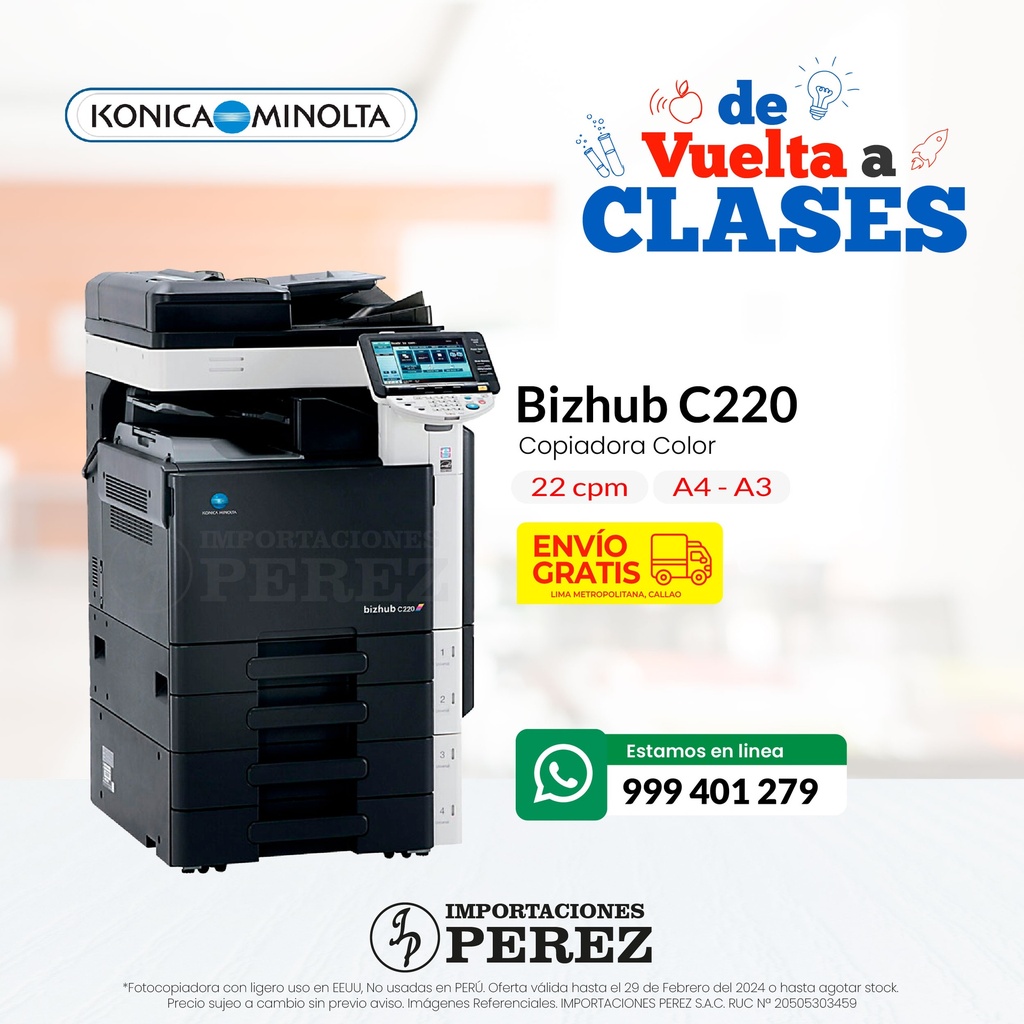 Fotocopiadora Konica Minolta Bizhub C220 | Importaciones Perez